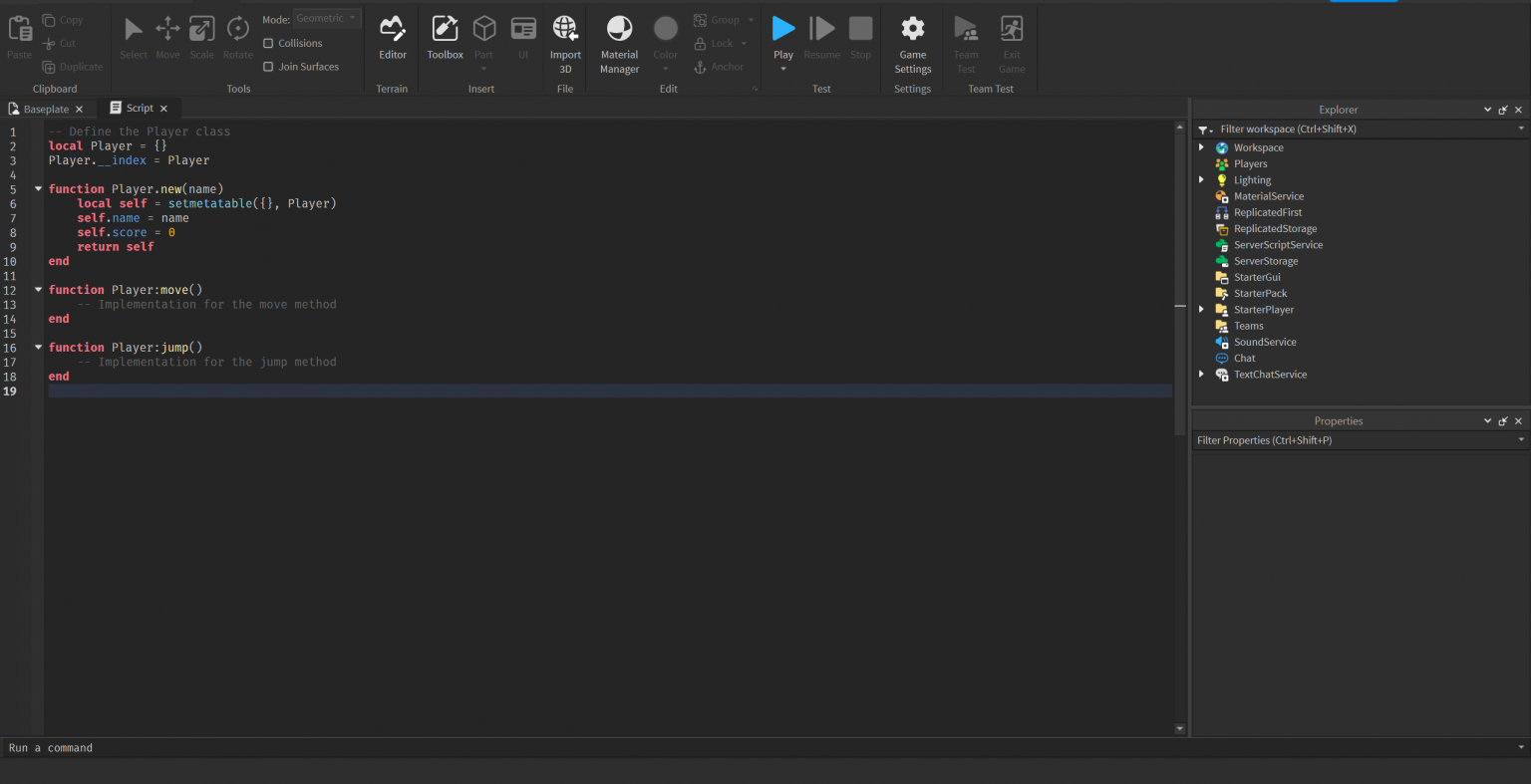 Advanced programming constructs in Roblox Studio