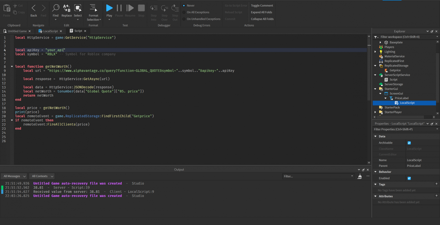 Create a script that makes a GUI interact with an external API in ...