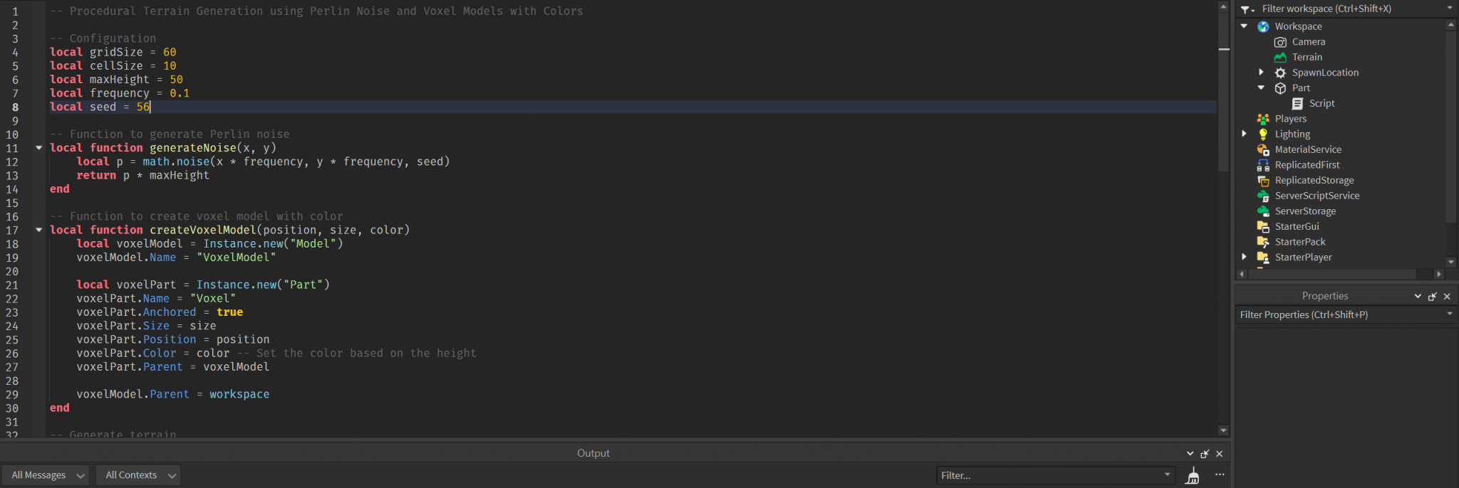 Generating Terrain with Perlin Noise in Roblox Studio