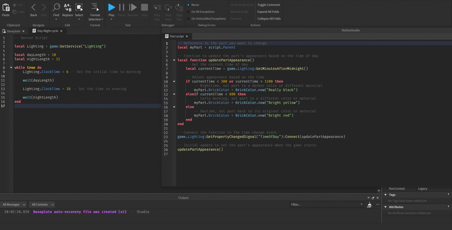 Creating Dynamic Day-Night Cycle Part in Roblox Studio