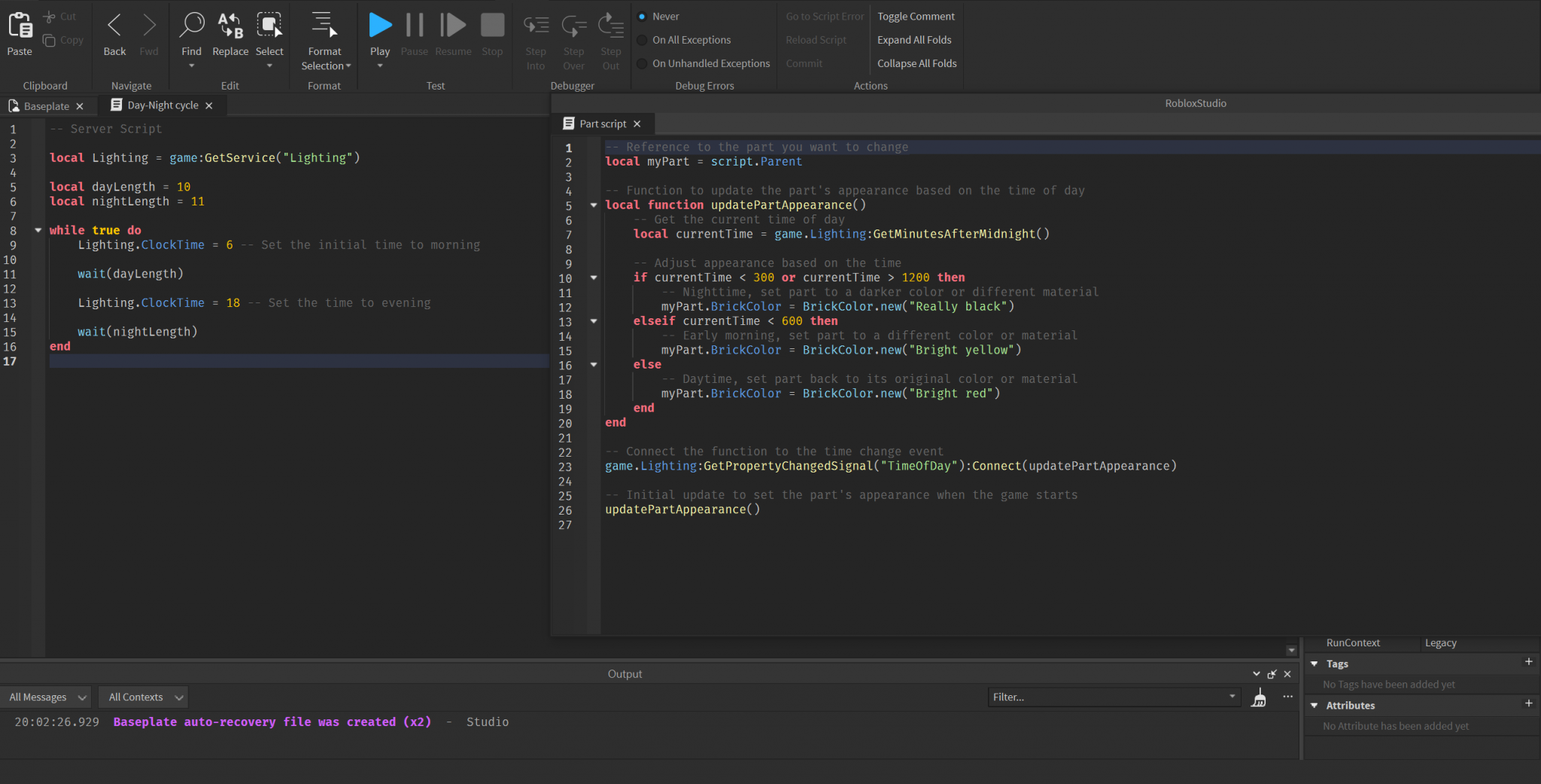 Creating Dynamic Day-Night Cycle Part in Roblox Studio